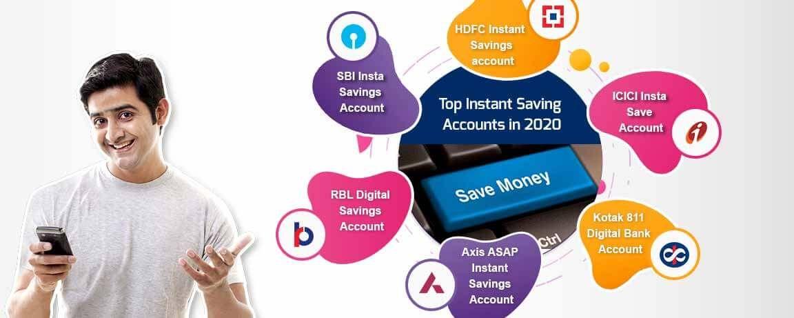 List of Top Insta Saving Accounts using Aadhaar & PAN